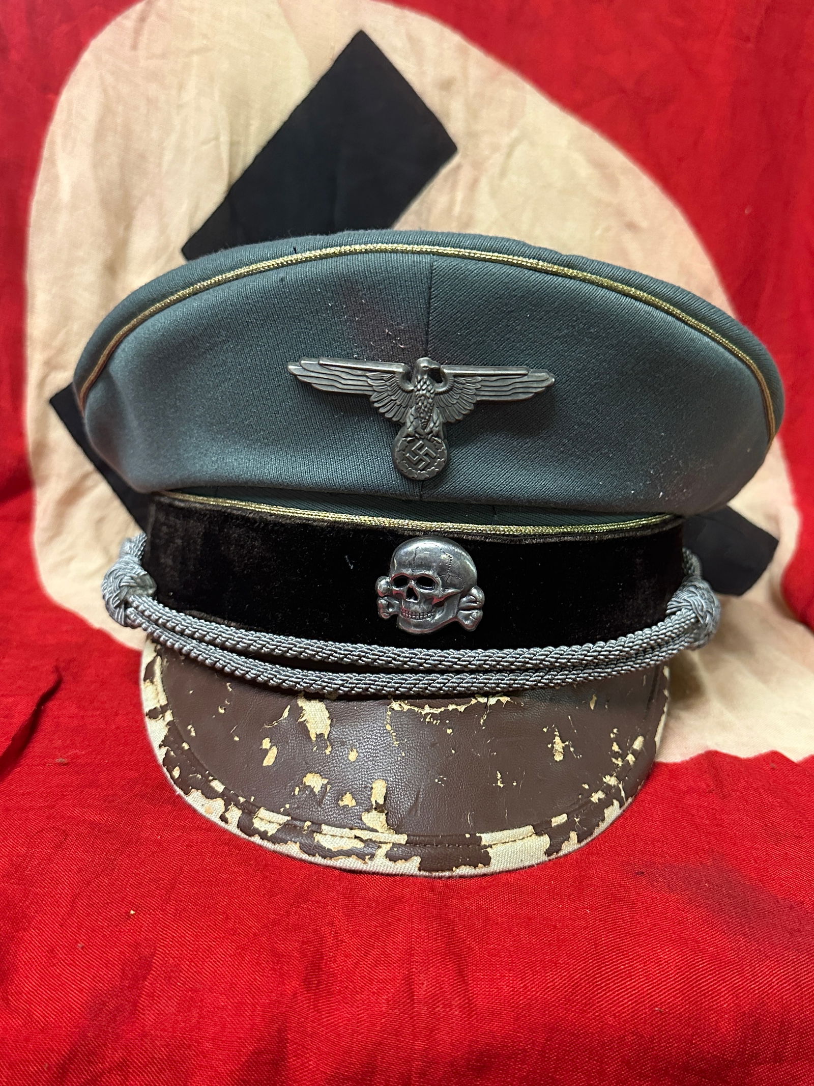 Rare Ww2 German Totenkopf Ss General Visor Cap By Erel Stirnschutz Auction