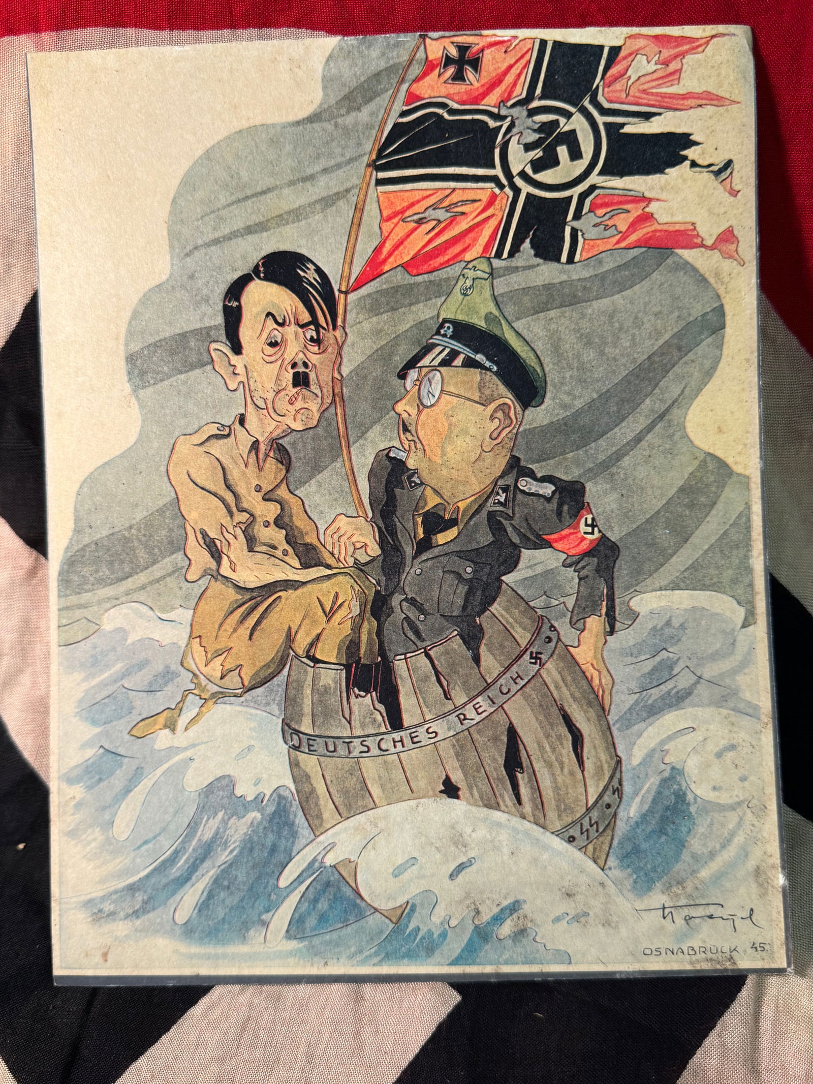 Rare Ww2 German Portrait Of Adolf Hitler And Himmler Adrift At Sea In A ...