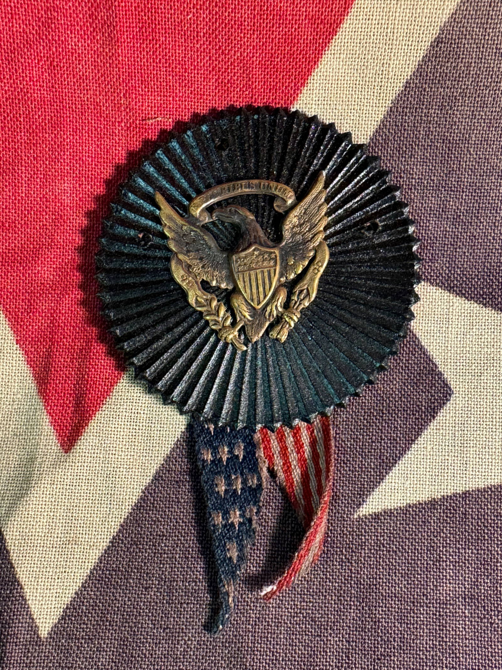 Civil War Union Militia Shako Hat Side Cockade Badge Insignia With Flag ...