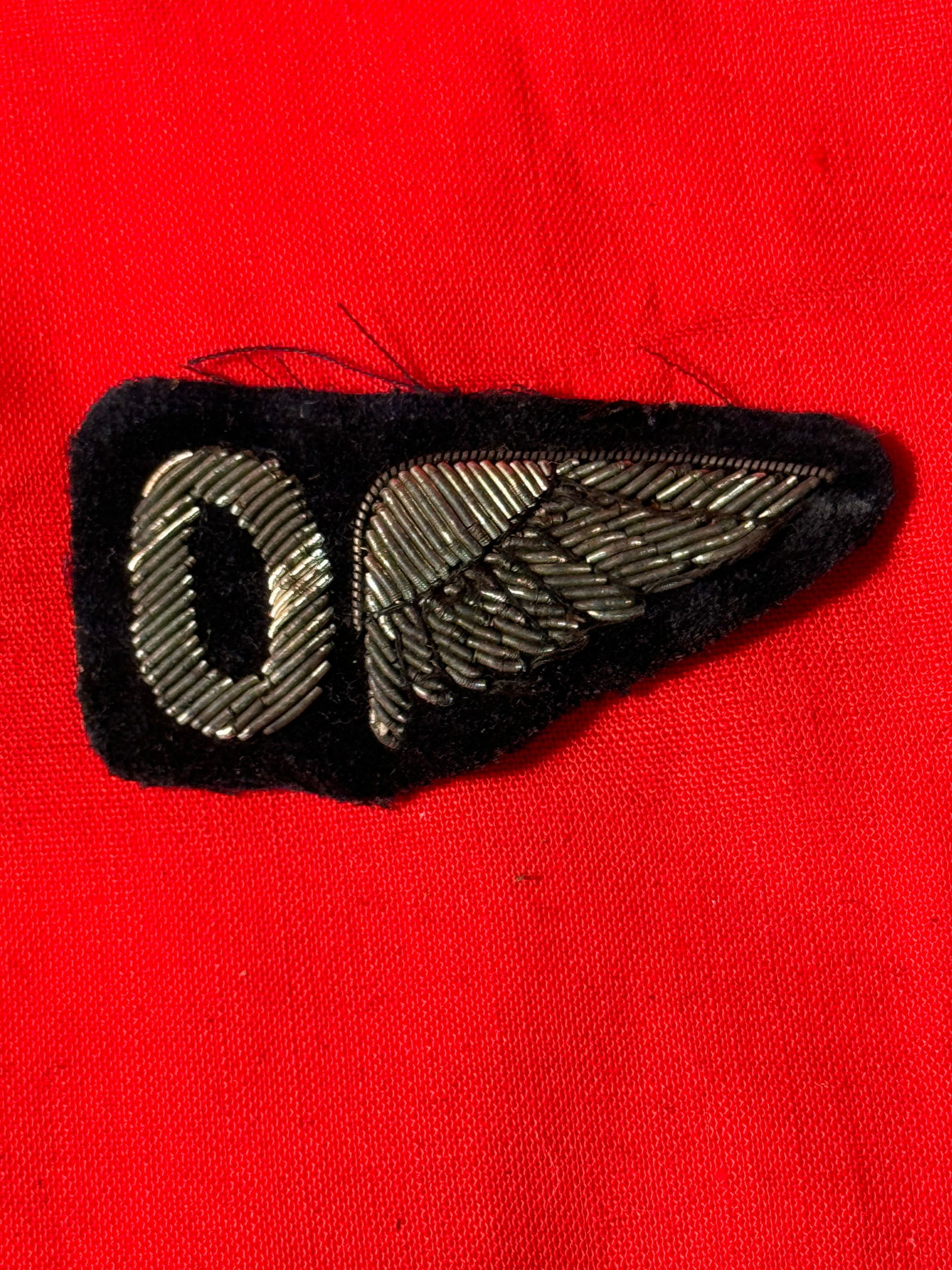 Rare Ww1 U.s. Aero Observer 1/2 Wing Cloth Badge Insignia