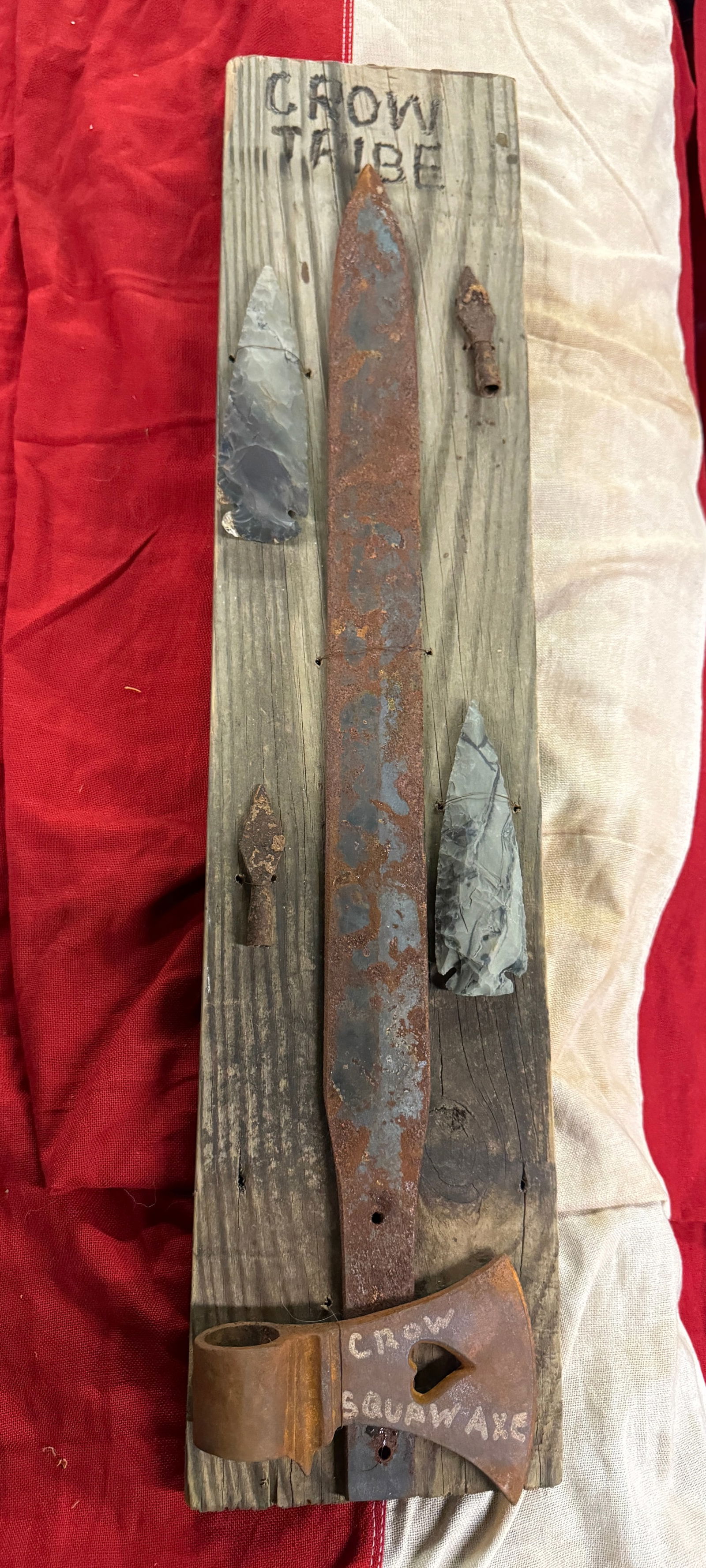 Antique Framed Recovered Native American Indian Relics Auction