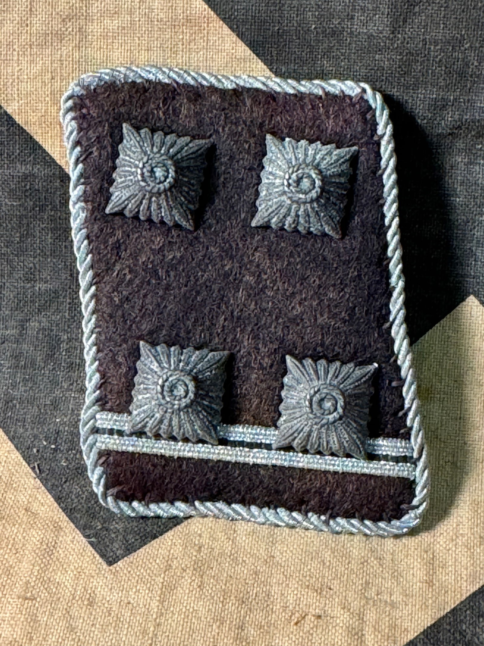 Rare Ww2 German Waffen Ss Officer Collar Tab Auction