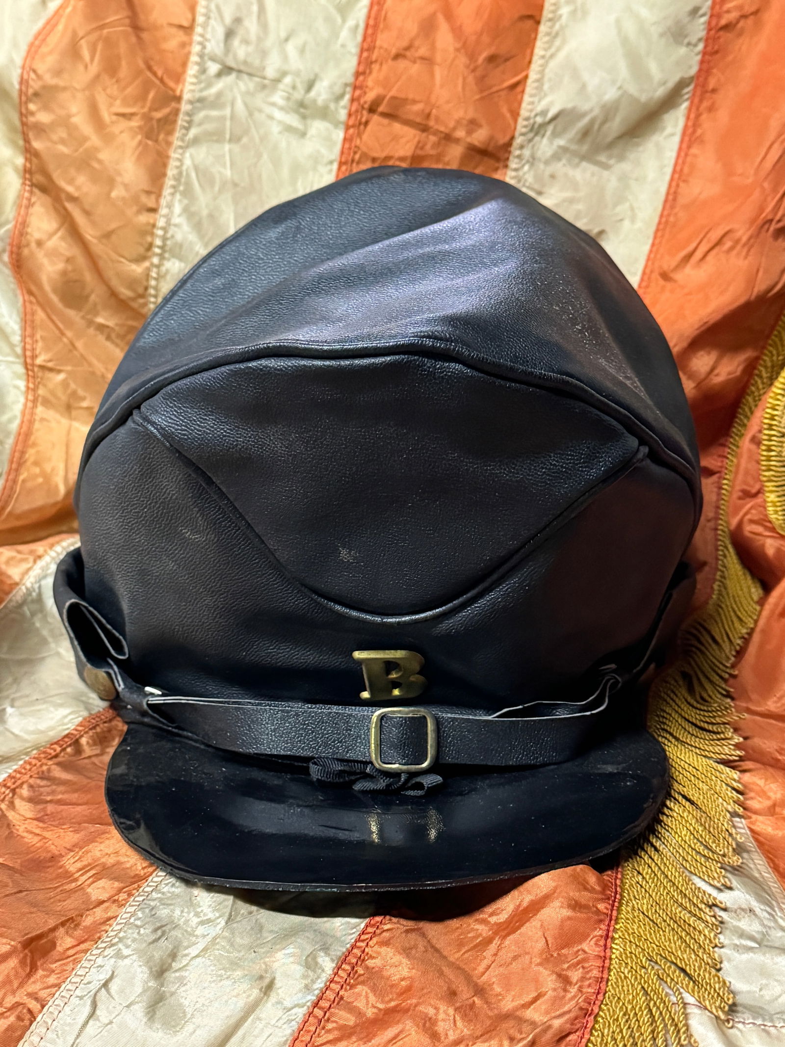 Scarce Civil War Dragoons Officer Leather Cap Hat Kepi From Co. B Auction