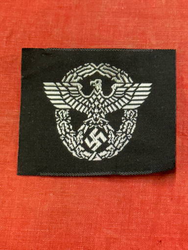 Ww2 German Field Police Side Cap Badge. Bevo Weave