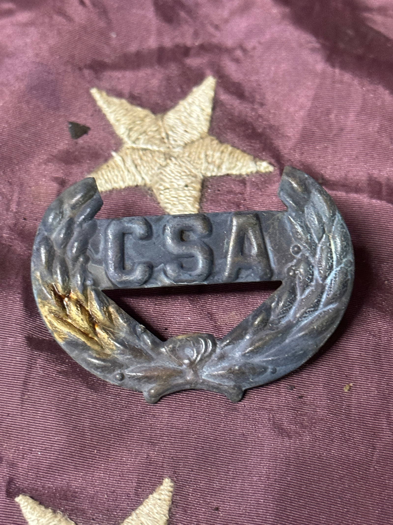 Rare Civil War Confederate Csa Southern Rebel With Wreath Headgear ...