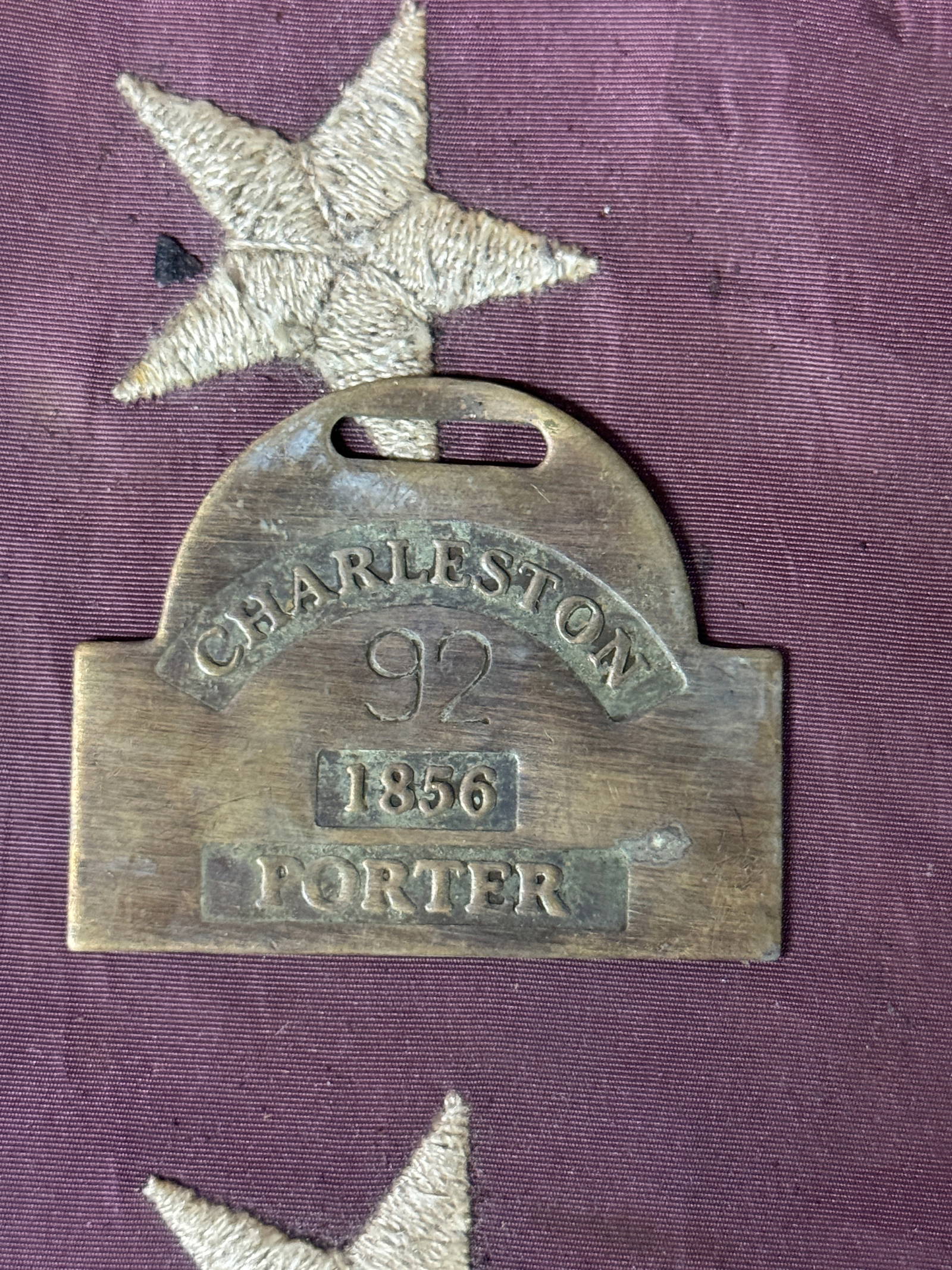 Dated 1856 Charleston #92 Porter Slave Servant Id Tag Auction