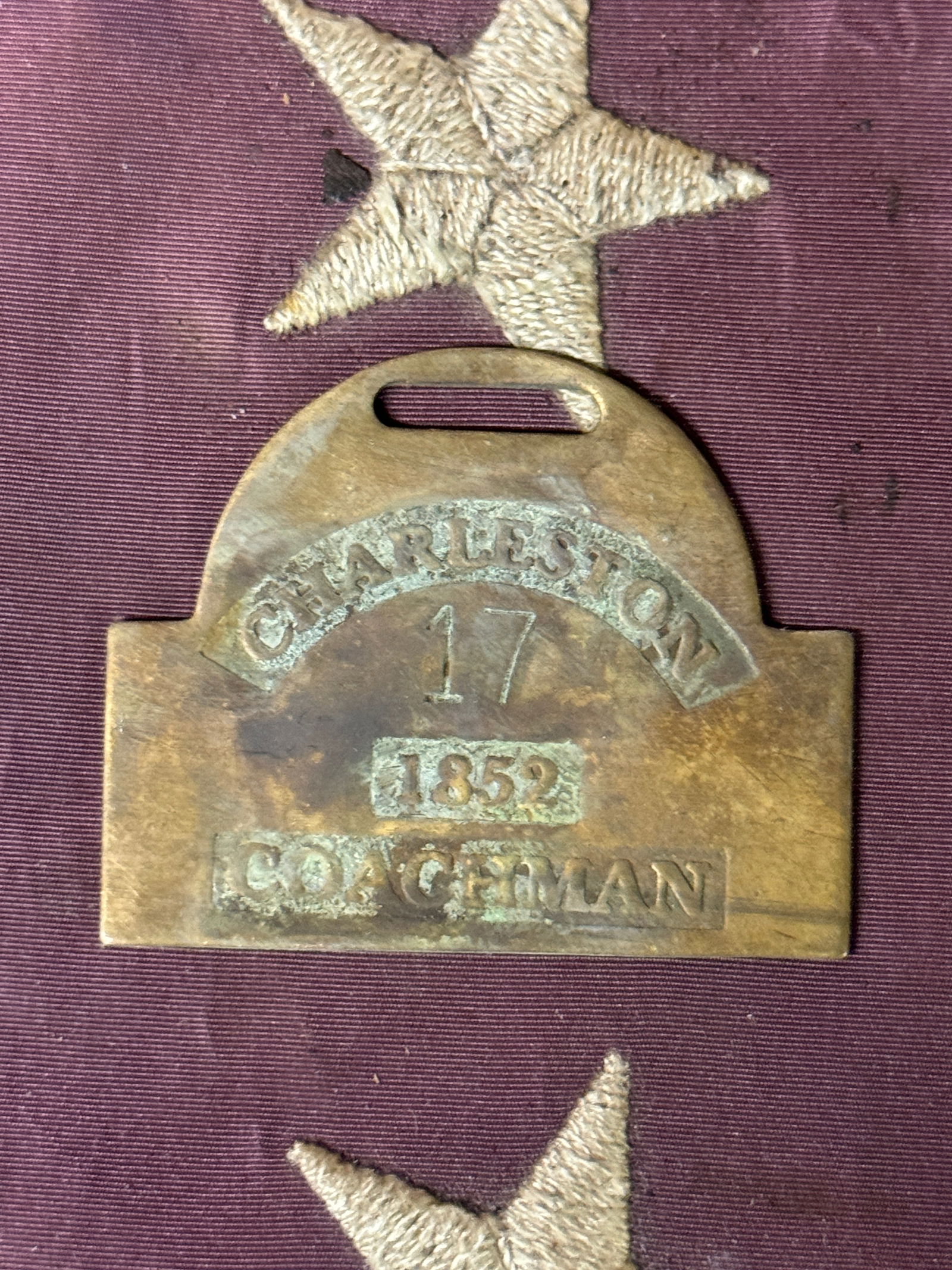 Dated 1852 Charleston Coachman #17 Servant Slave Tag Auction