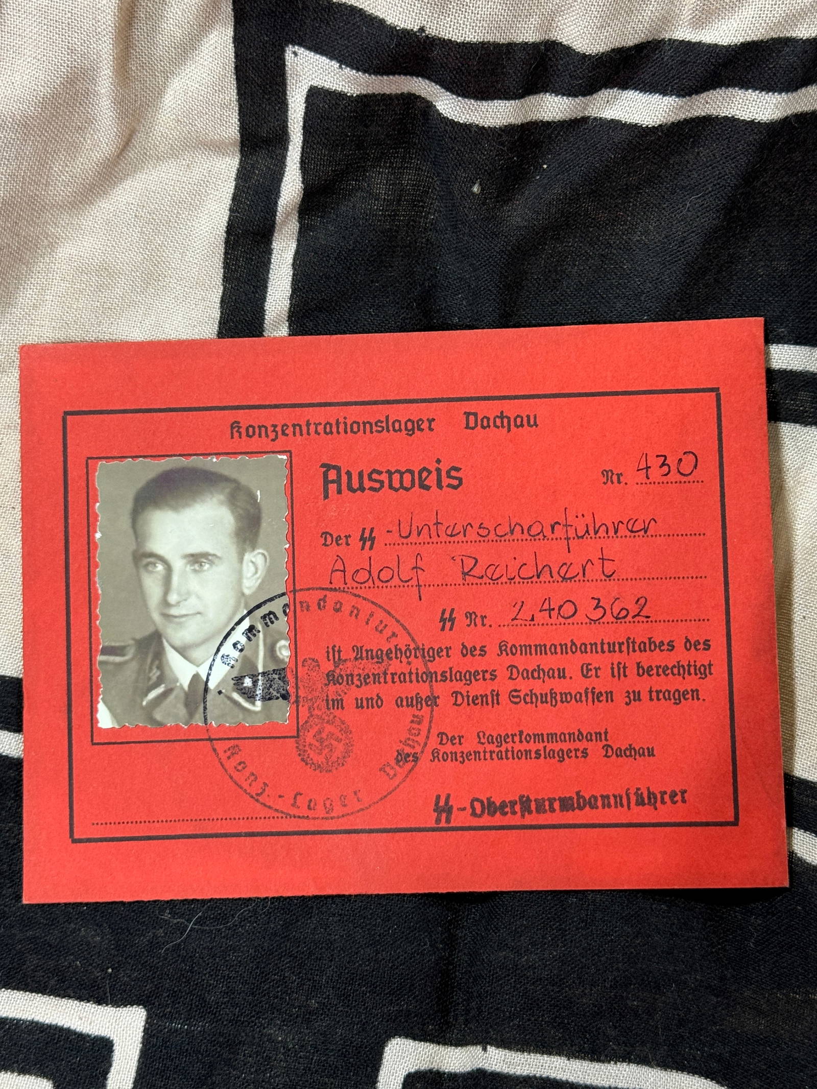 Ww2 German Ausweis Id Of The Ss Guard Of The Concentration Camp Of ...