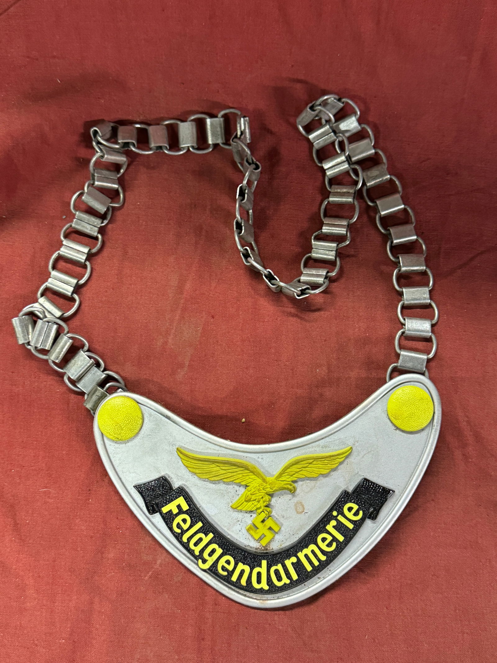 Ww2 Geman Luftwaffe Feldgendarmerie Field Police Gorget Auction