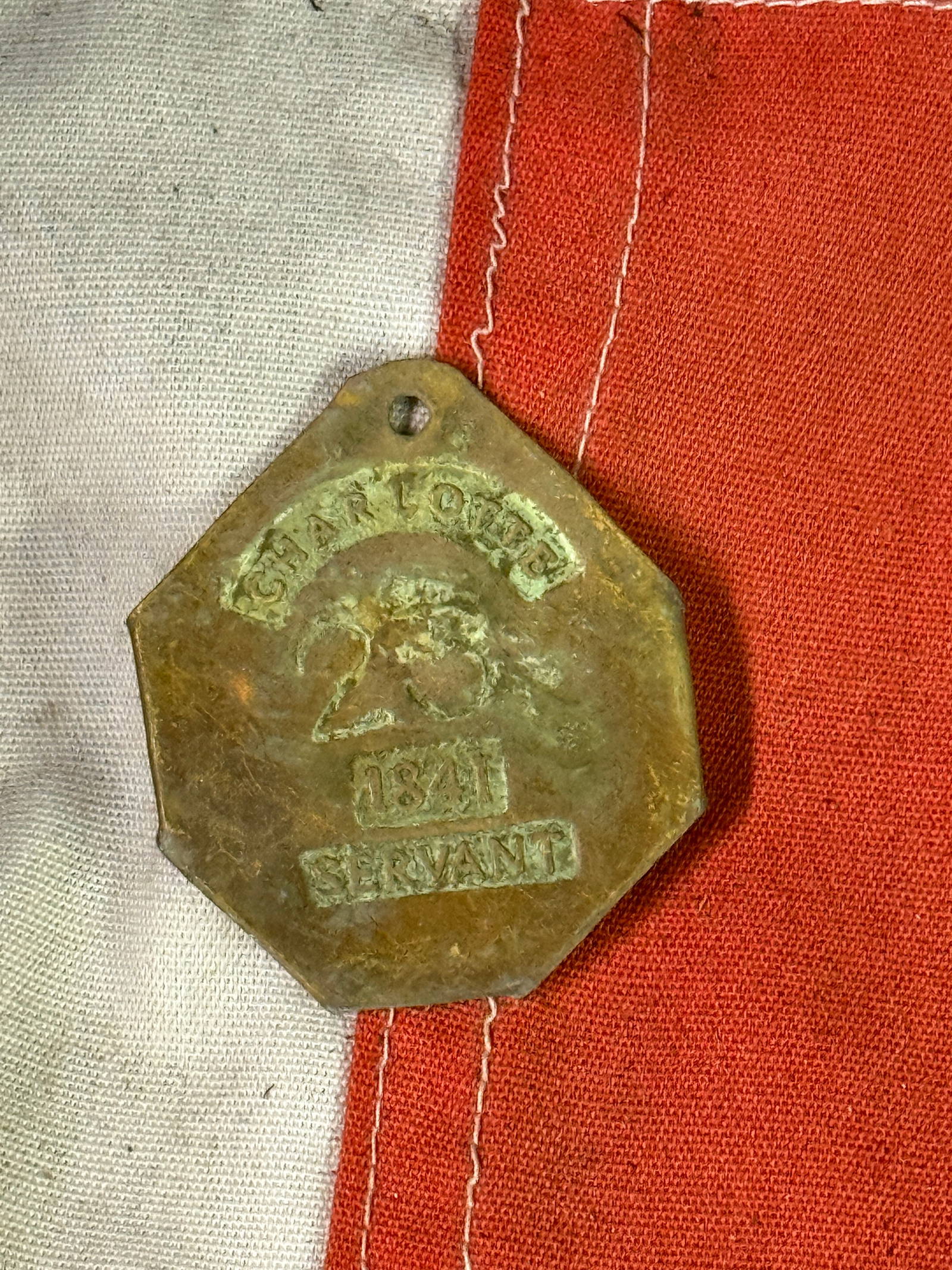 Dated 1841 Charlotte #23 Slave Tag Servant Id Auction