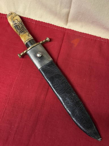 1800's Carved Bone Mexican Eagle & Snake Bowie Knife By M.j. Hayes ...