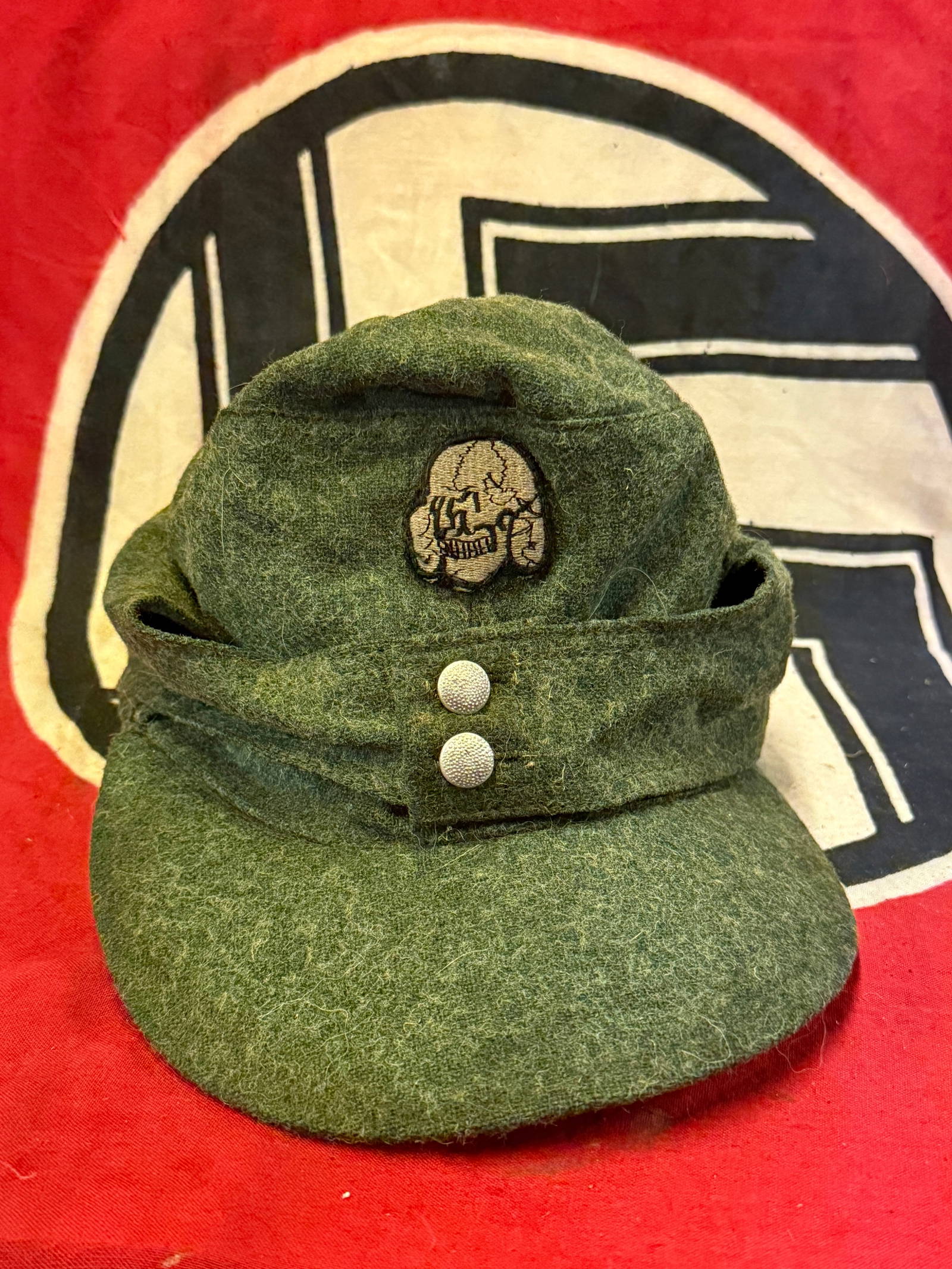 Ww2 German Waffen Ss Totenkopf Em/nco M44 Fieldgray Cap With Maker Marks Auction