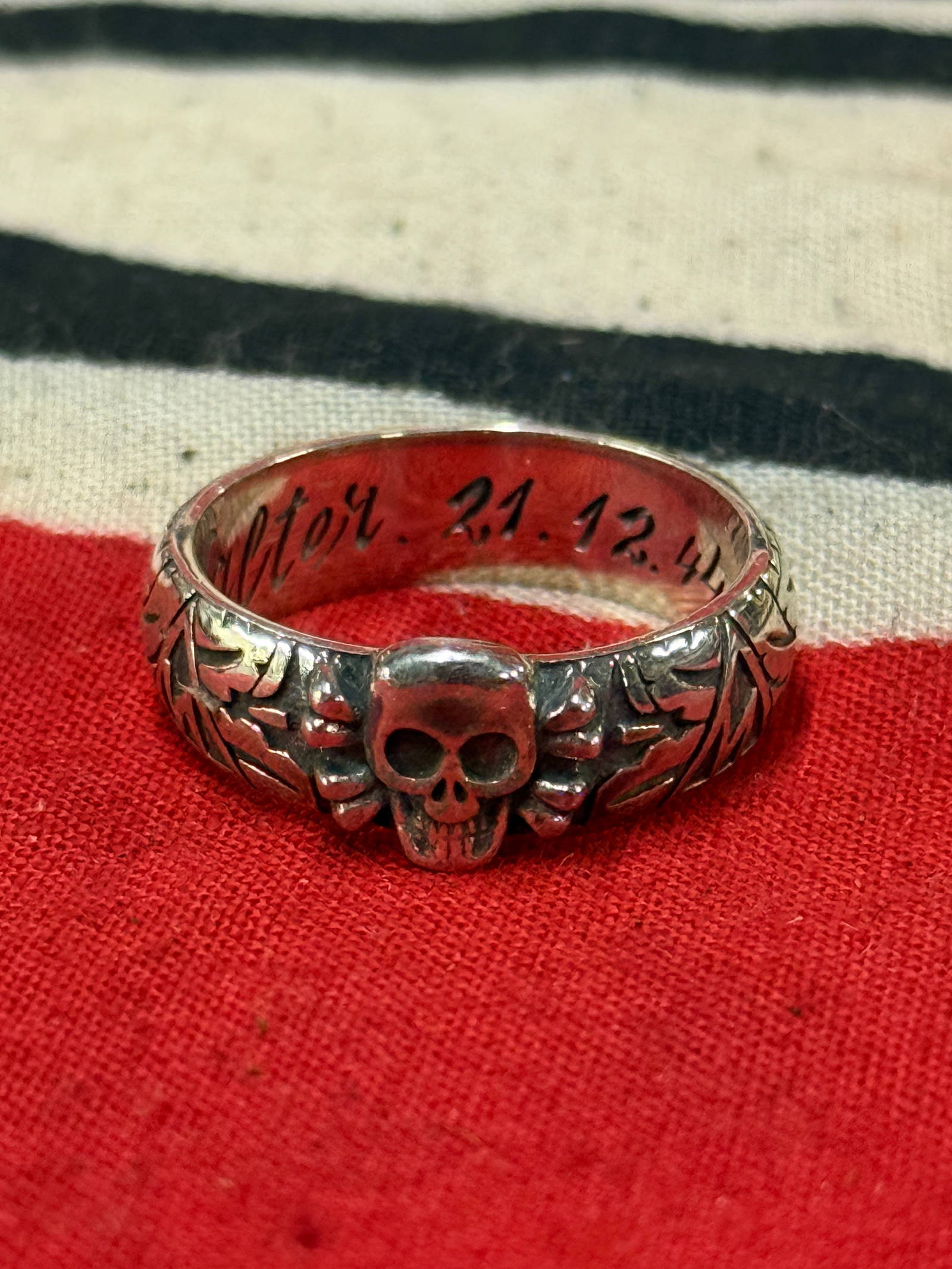 Id'd Ww2 German Totenkopf Ss H.himmler Honor Ring In 800 Silver Auction
