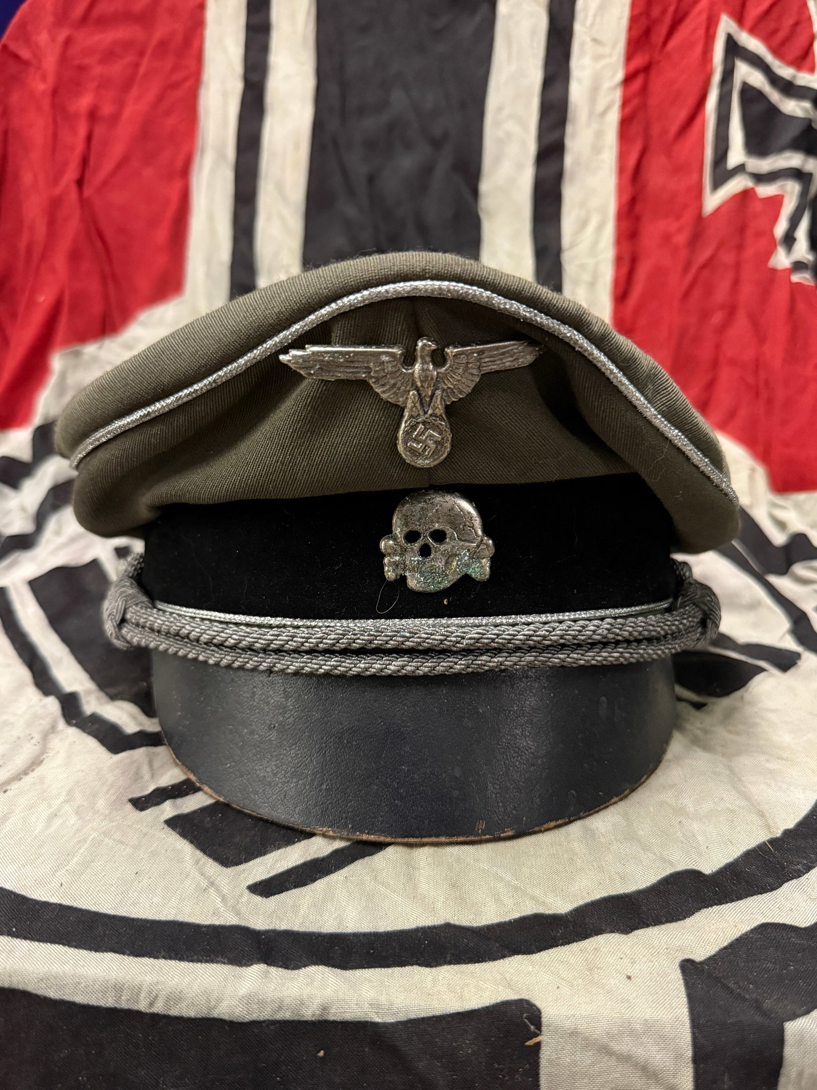 Rare Ww2 German Waffen Ss Saddle Shaped Officer Visor Cap With Maker ...