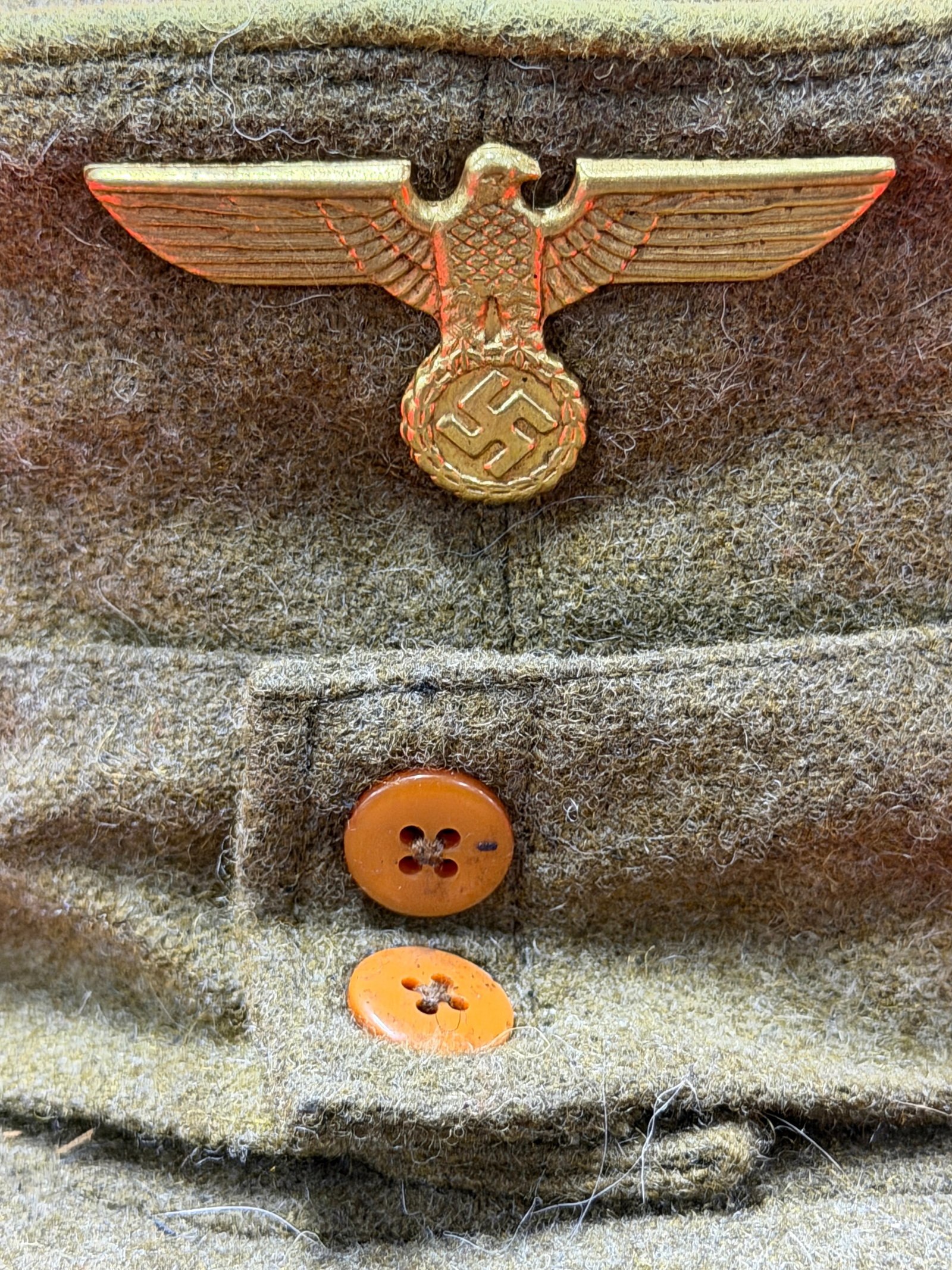 Wwii German M43 Field Cap Feldmütze Wool Cap W/ Metal Eagle Insignia ...