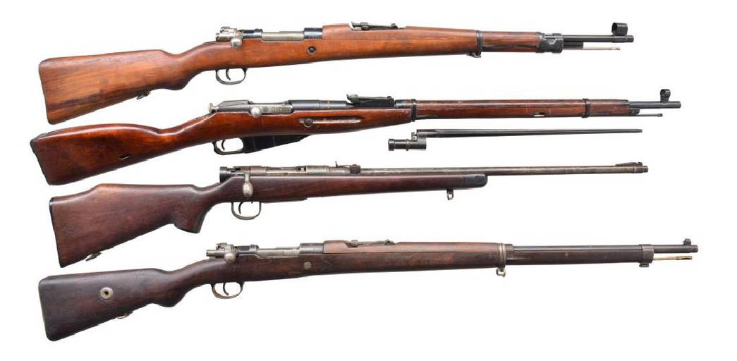 4 Assorted Military Bolt Action Rifles.