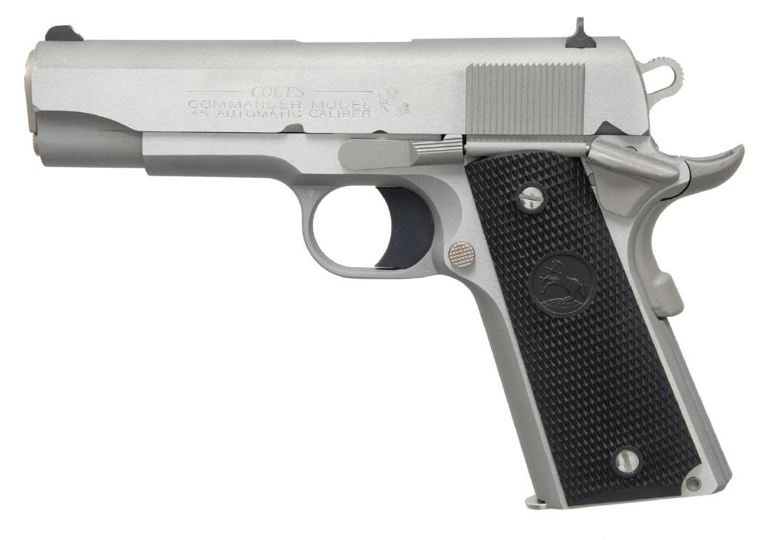 COLT STAINLESS COMMANDER MODEL SEMI AUTO PISTOL.