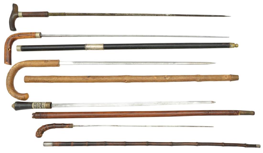 FIVE 19TH & 20TH CENTURY SWORD CANES.