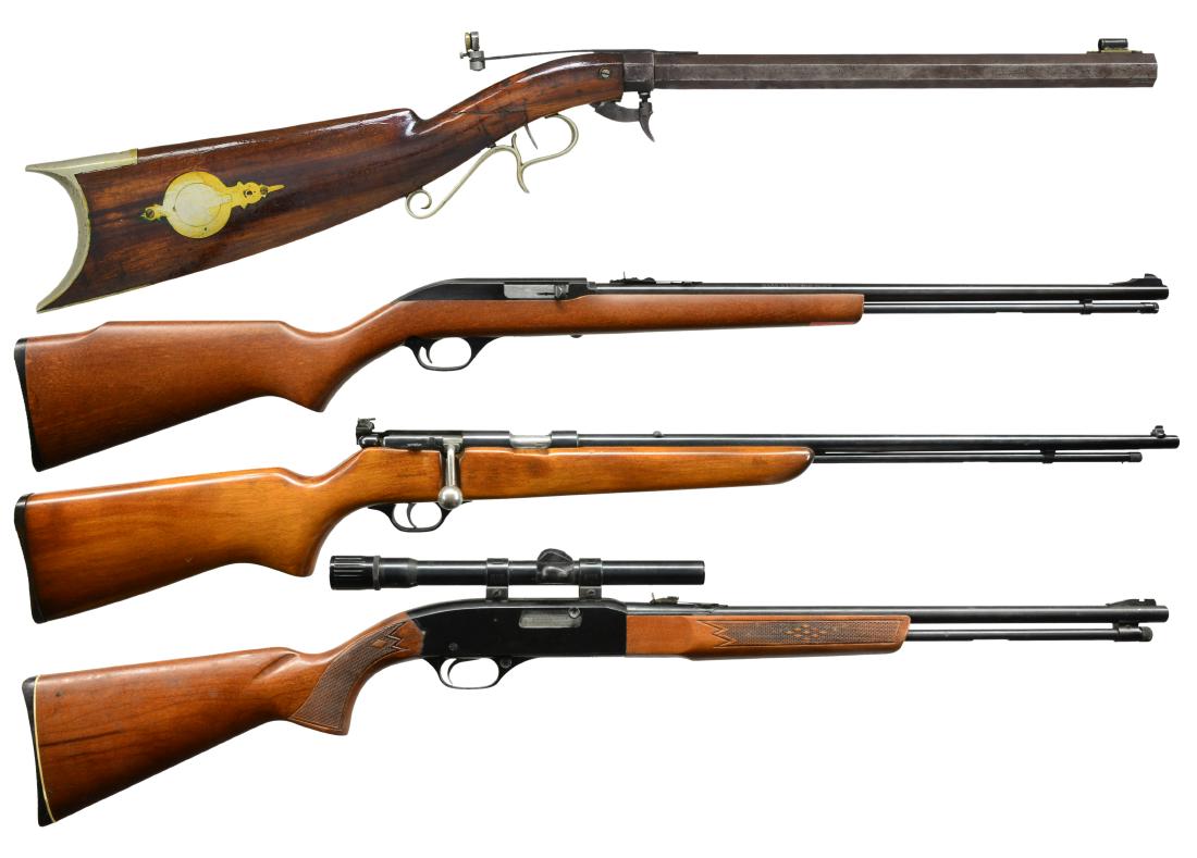 1 ANTIQUE & 3 MODERN RIFLES.