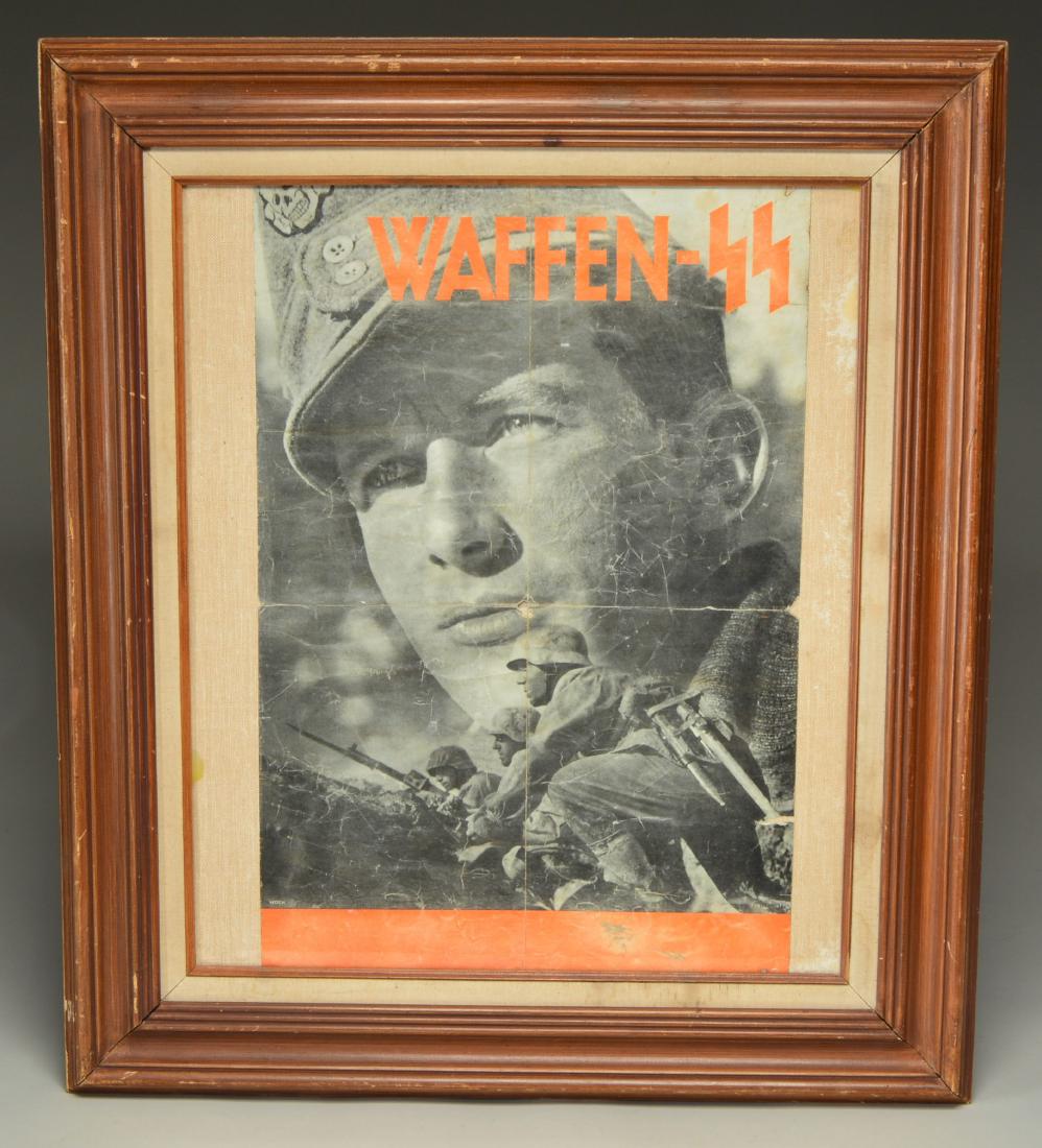 WWII GERMAN FRAMED SS POSTER.