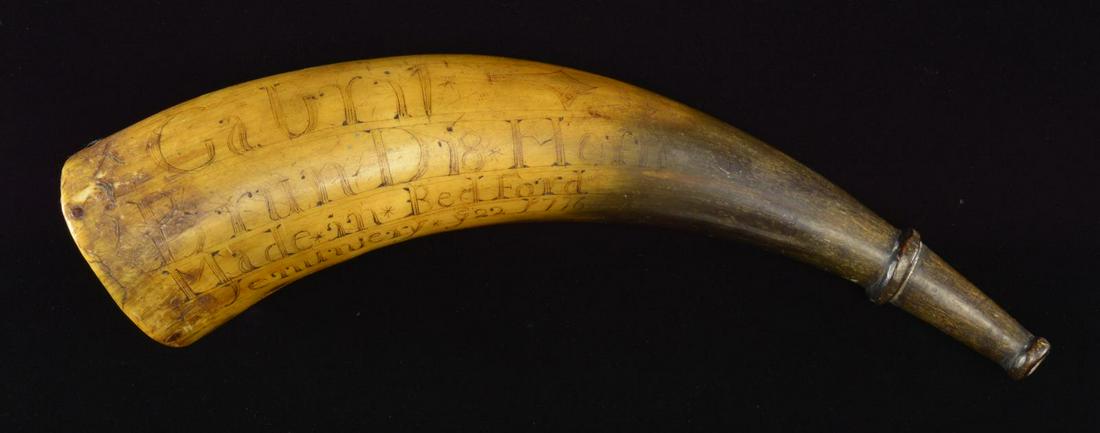 Fine Revolutionary War Carved Powder Horn 1776