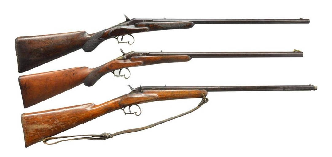 3 Belgian Single Shot Flobert Parlor Rifles.