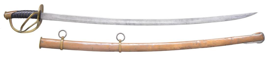 Confederate Cavalry Saber With Brass Scabbard.