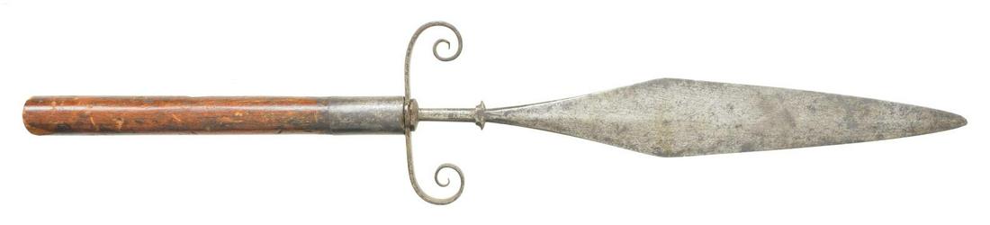 American Colonial Spontoon Head With Partial Haft.