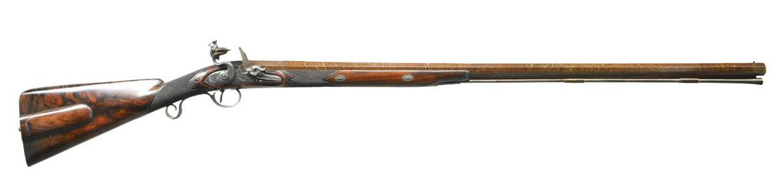 Very Fine Single Shot Flintlock Sporting Rifle By