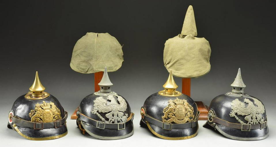 4 WWI GERMAN SPIKE HELMETS & 2 HELMET COVERS. (#2353) on Dec 07, 2022 ...
