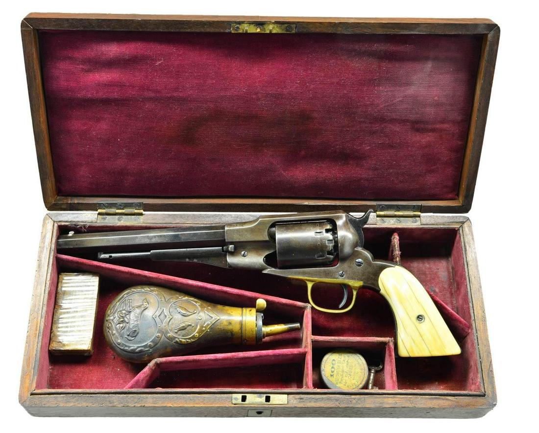 Cased Remington New Model Navy Revolver With Eagle
