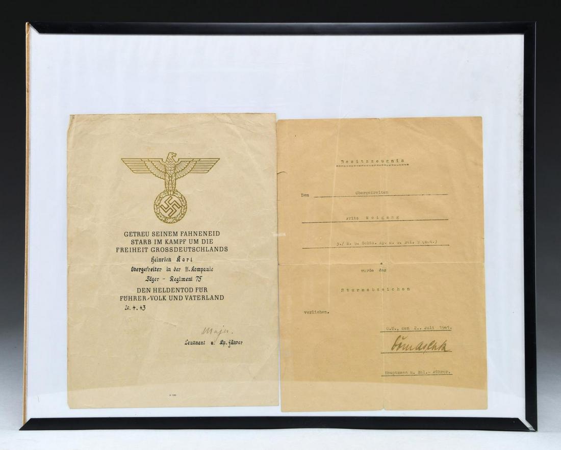Wwii German Award Documents & More. Auction