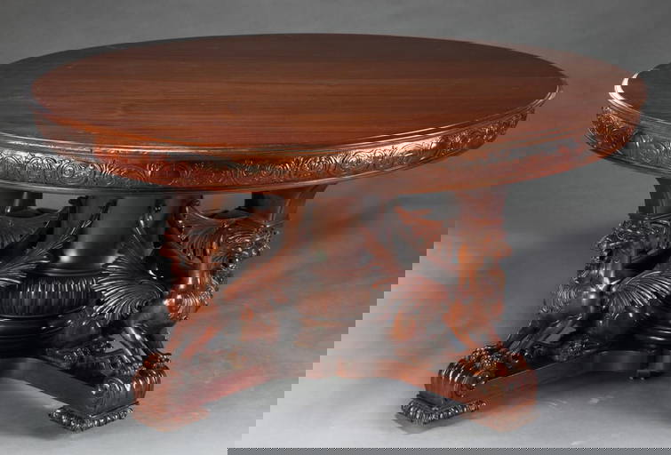 Exceptional R.j. Horner Carved Griffin 60” Round