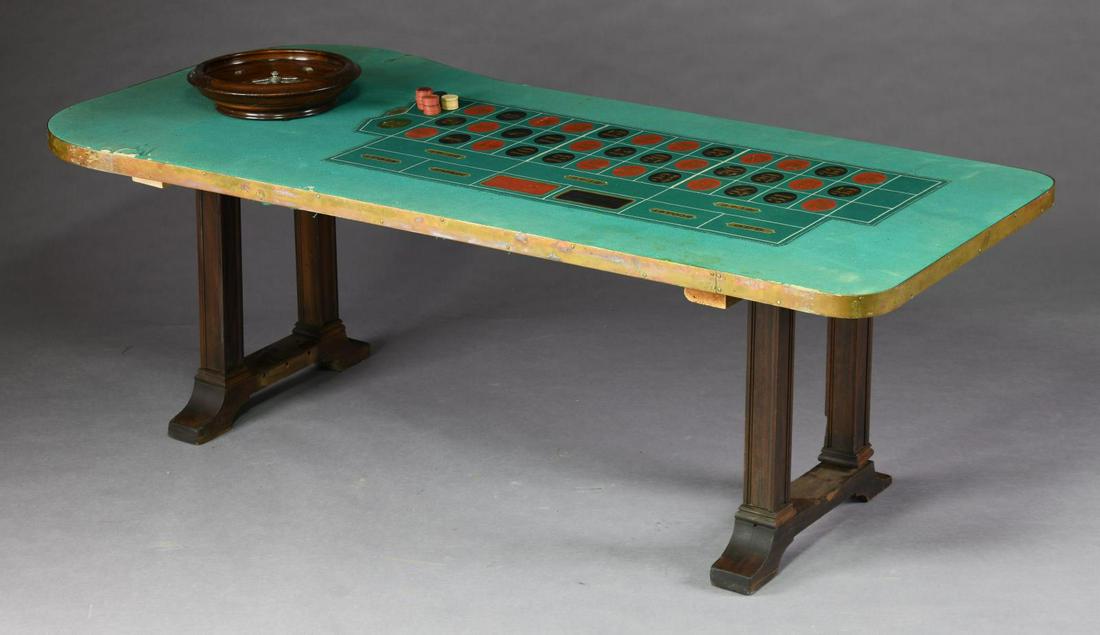 Fine Vintage Roulette Table With Wheel. Auction