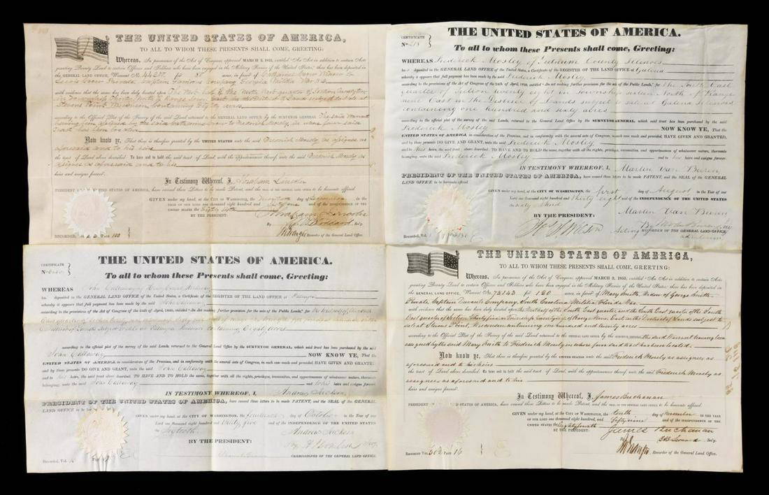 Collection Of 31 Original American Land Grants. Auction