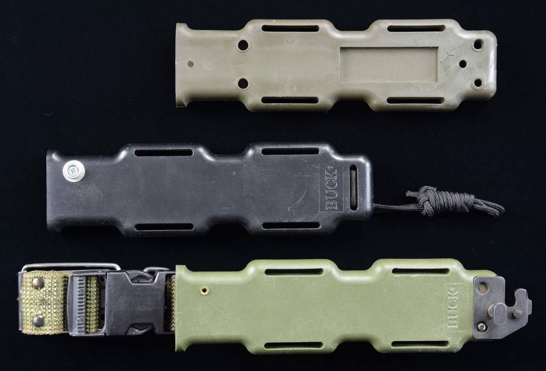 2 Buck & 1 Phrobis M9 Delrin Scabbards. Auction
