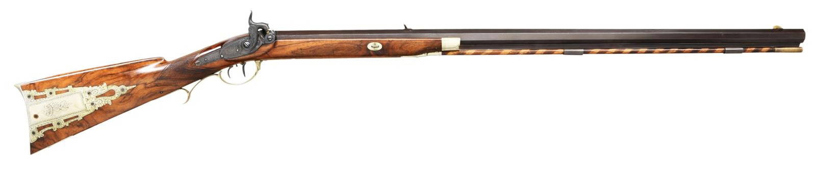 J Kunz Half-stock Pennsylvania Percussion Rifle. Auction