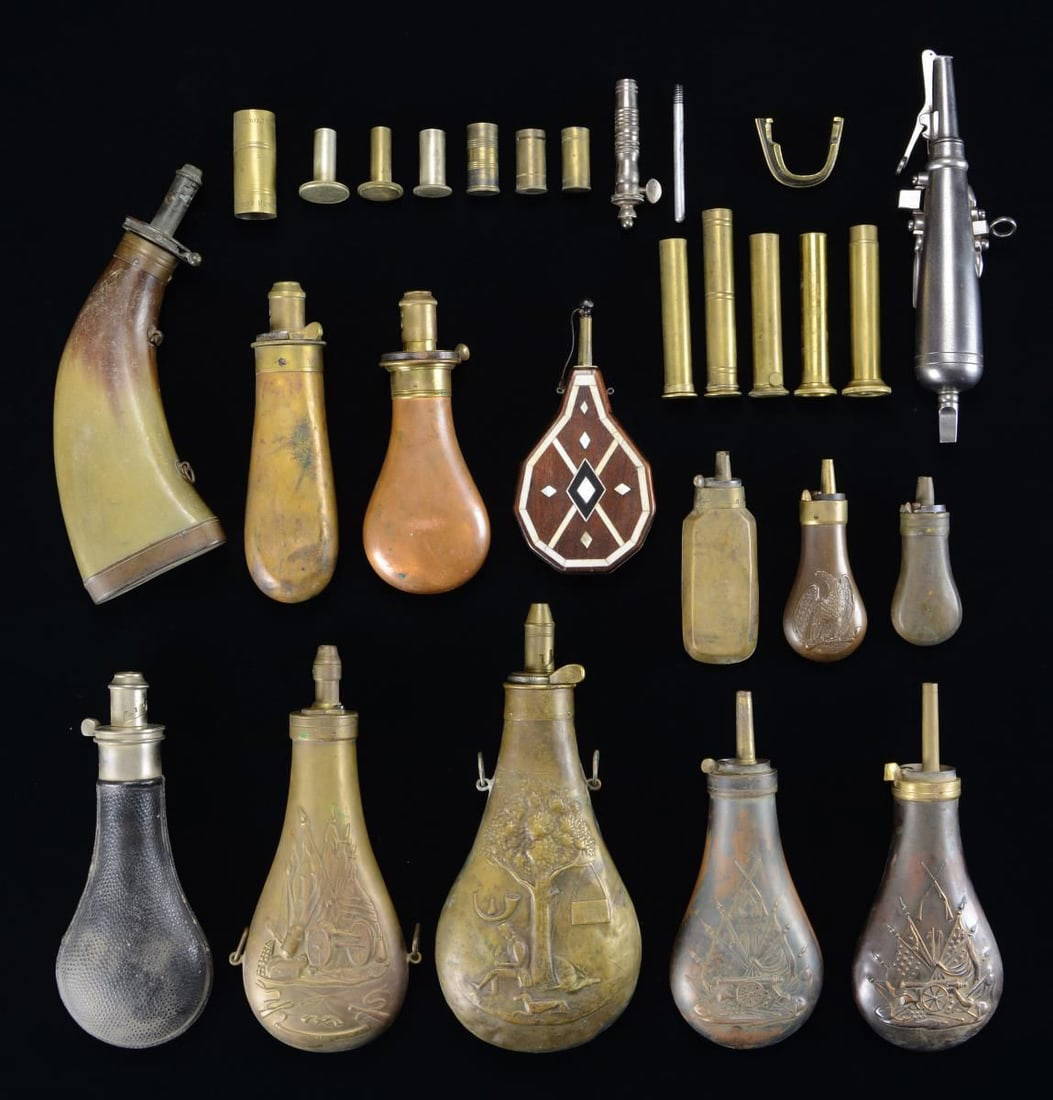 Powder Flasks & Powder Measures. Auction