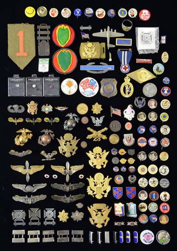 Group Of Mostly Wwii Military Insignia, Civilian
