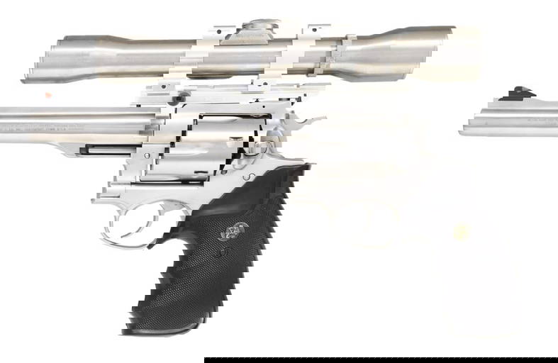 Ruger Stainless Redhawk Scoped Da Revolver.