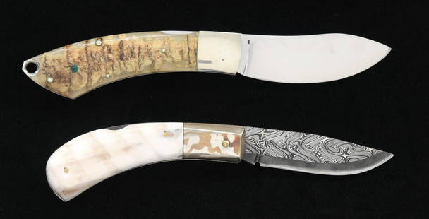 Lot Of 3 Custom Fixed Blade Knives With Sheaths. Auction