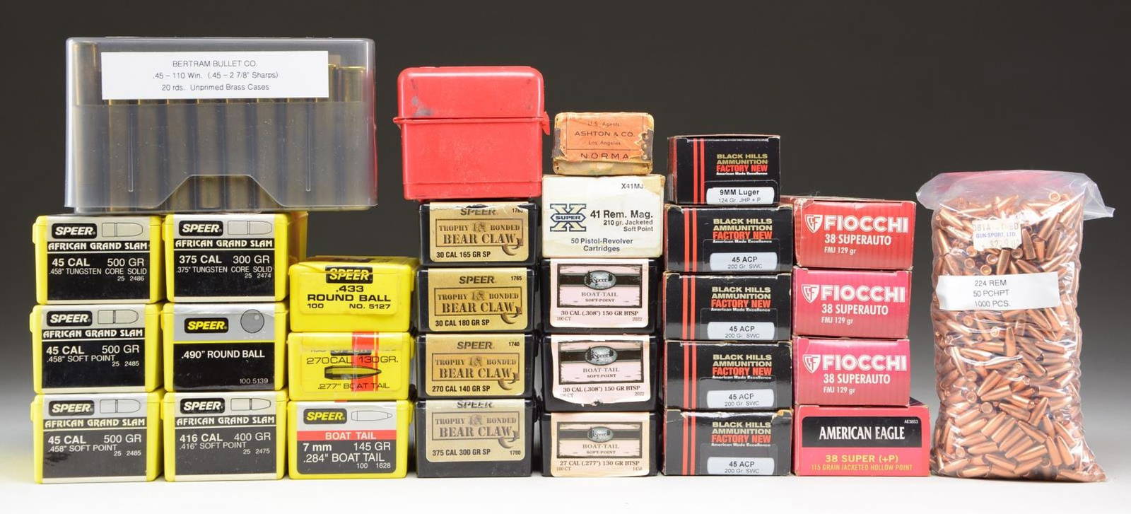 Lot Of Assorted Reloading Projectiles & Cases. Auction