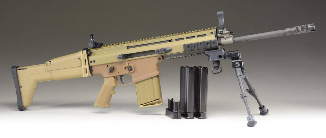 Tan Fn Herstal Belgium Scar 17s Rifle.