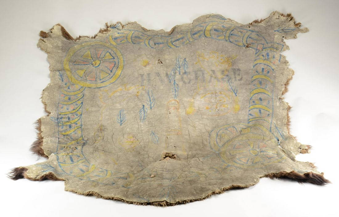Painted Buffalo Robe. Auction