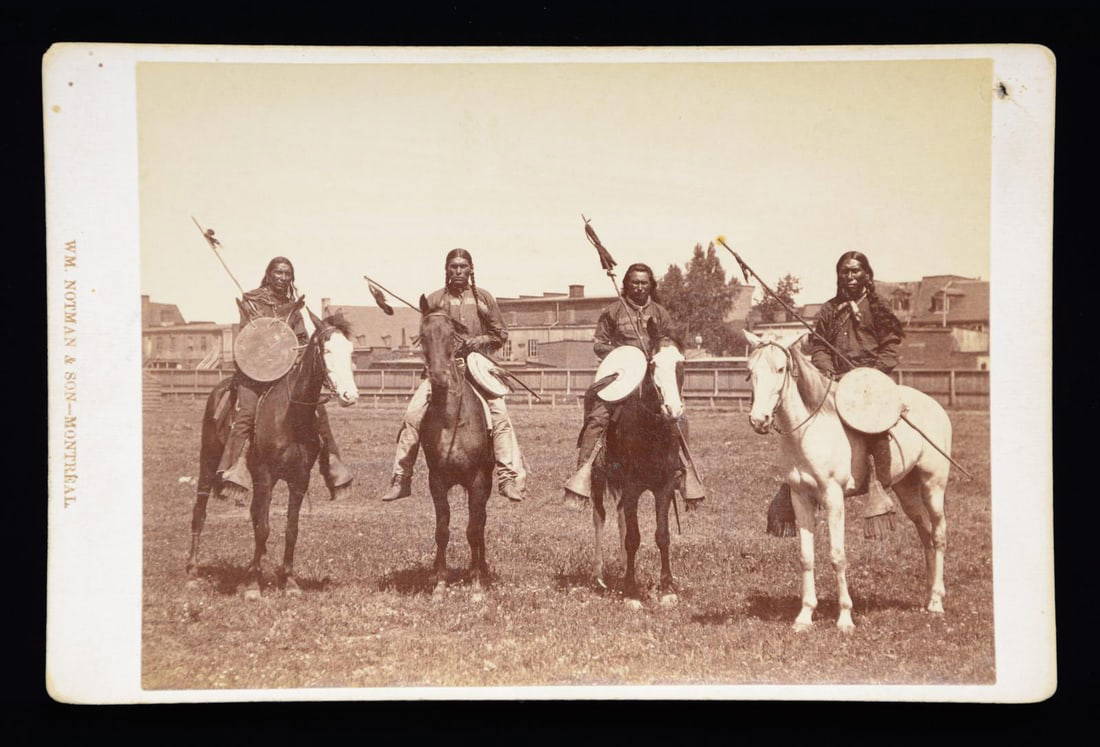 Photograph Of 4 Mounted Indian Braves. Auction