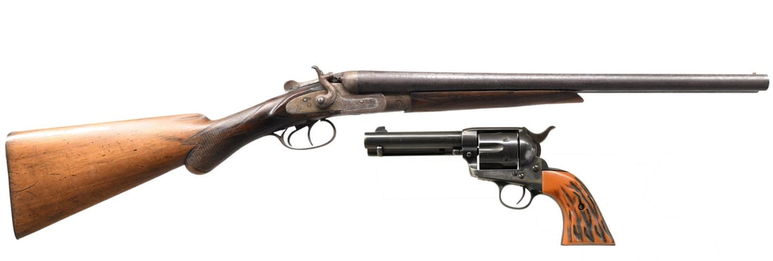 Colt Saa Revolver & Belgian Hammer Shotgun Used By Auction