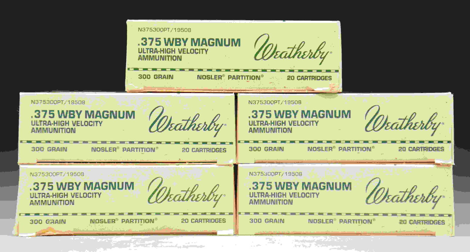 5 Boxes Of Weatherby .375 Wby Magnum Ammunition. Auction