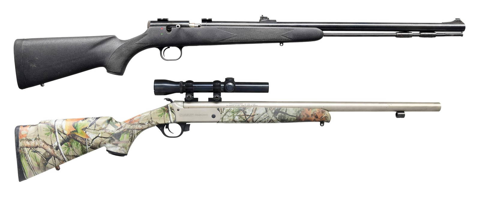 2 Muzzle Loading 50 Cal. Rifles; T/c & Traditions. Auction