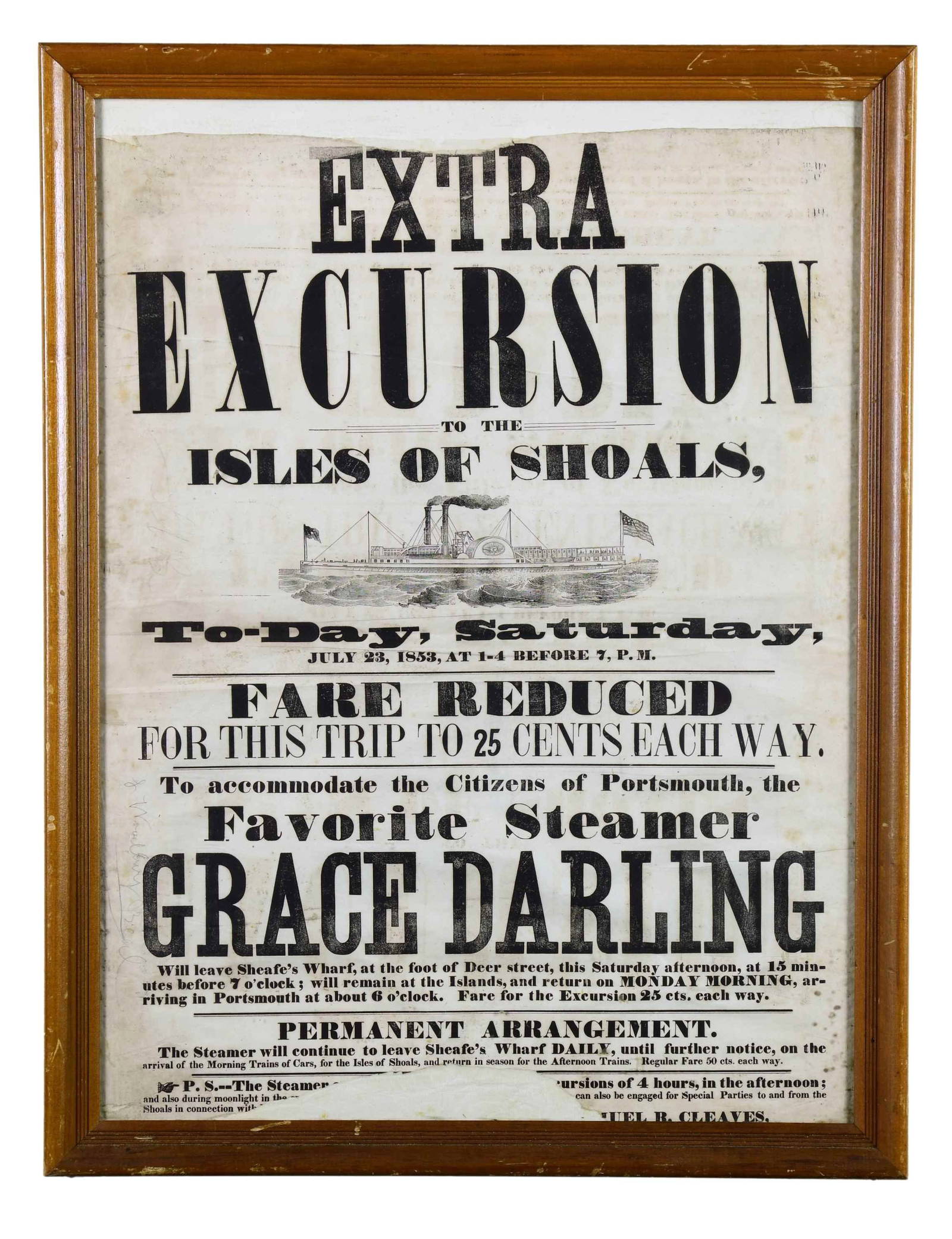 Early Broadside For Excursion To The Isle Of Auction