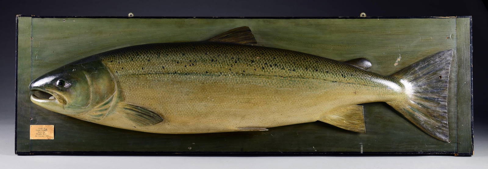 Magnificent Carved Wooden Atlantic Salmon Model By Auction